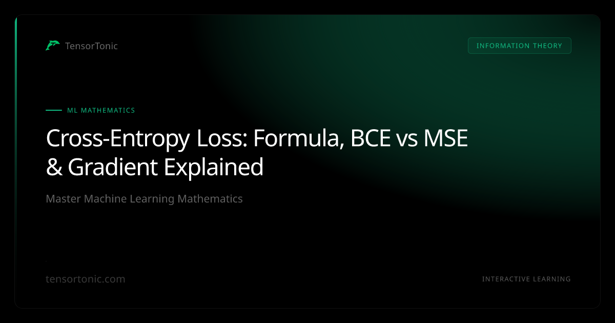 Cross-Entropy Loss: Formula, BCE vs MSE & Gradient Explained | TensorTonic